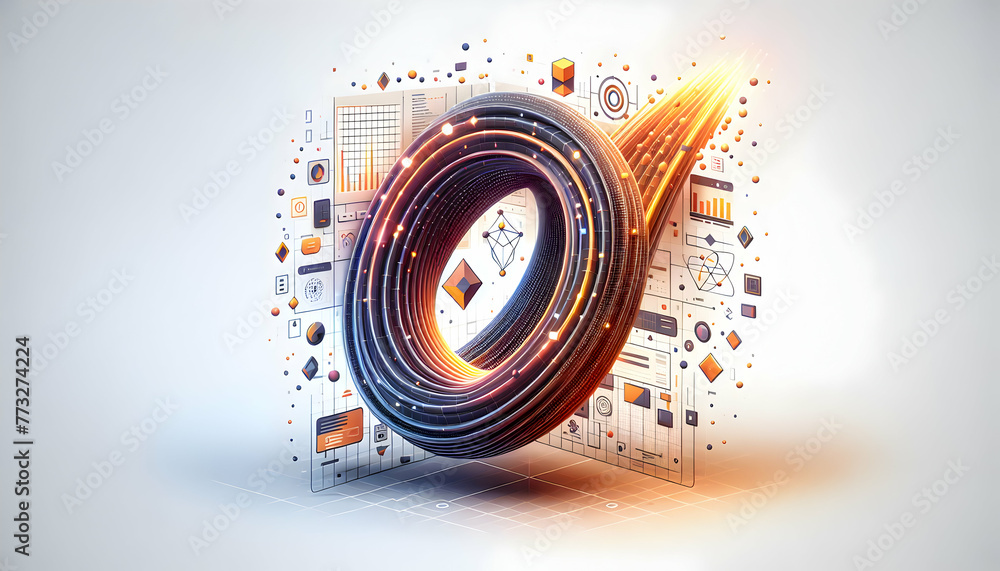 3d flat icon as Quantum Leap A digital grid visualizing the leap in ...