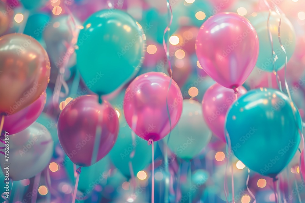 A dreamscape of balloons, a wistful flight of fancy in pastels, floats ...