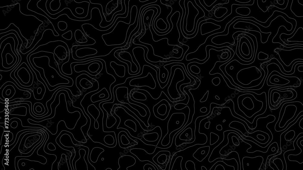 Gray outline topographic contour map abstract tech motion graphic ...