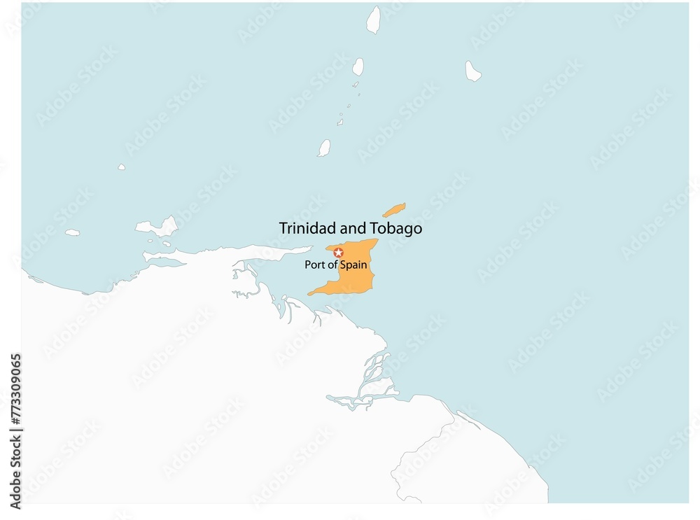 Outline of the map of Trinidad and Tobago with regions Stock ...