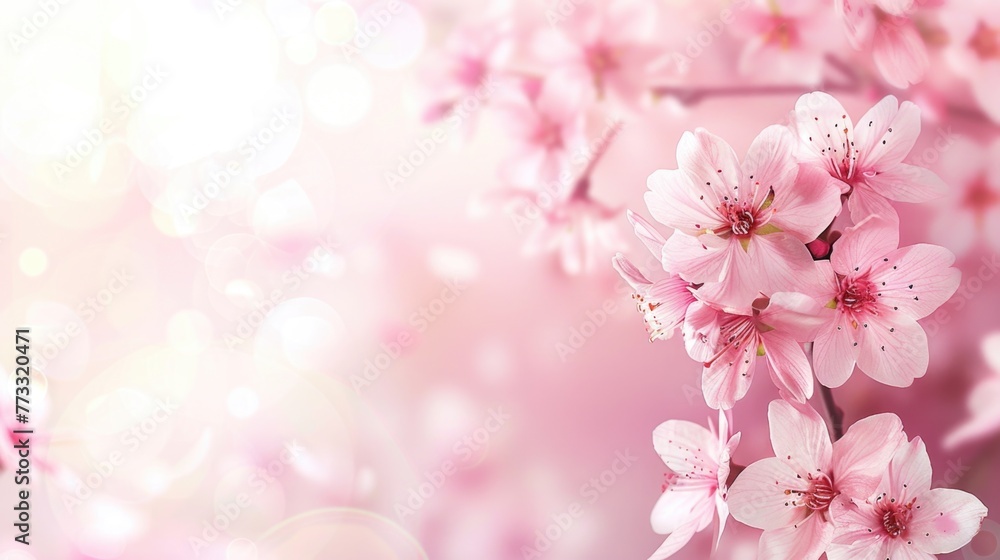 Beautiful spring cherry blossom with fading in to pastel pink and white ...