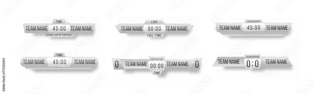 Scoreboard broadcast graphic and lower thirds template for sport soccer ...