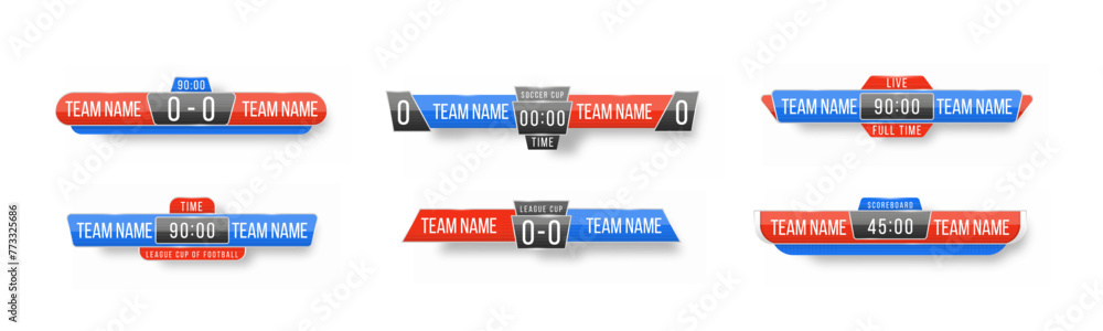Scoreboard broadcast graphic and lower thirds template for sport soccer ...