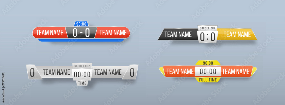 Scoreboard broadcast graphic and lower thirds template for sport soccer ...