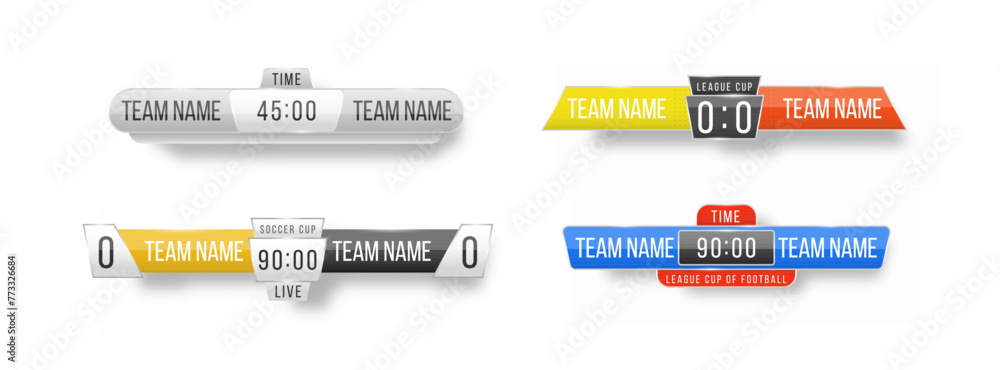 Scoreboard broadcast graphic and lower thirds template for sport soccer ...