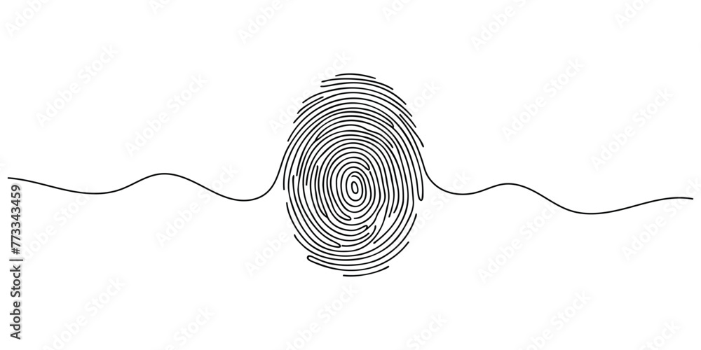 Linear drawing of a fingerprint. Continuous line drawing of biometric ...