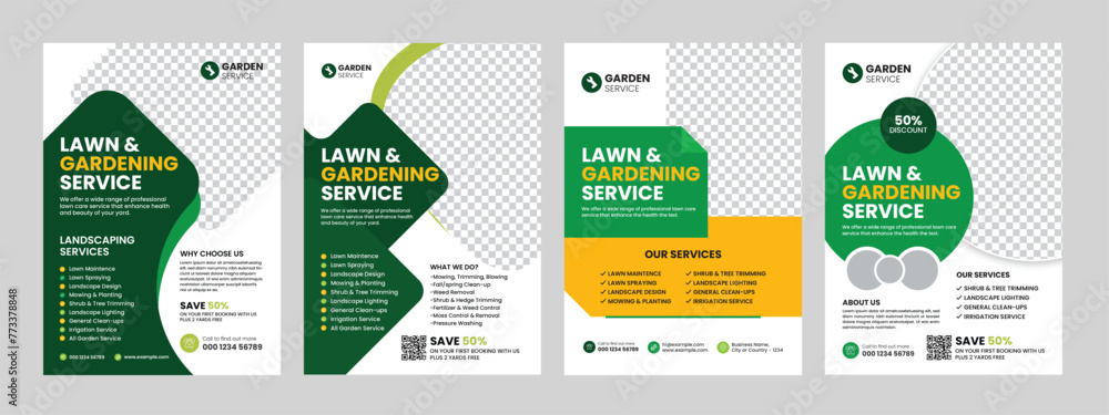 lawn care garden or landscaping service flyer template leaflet, poster ...