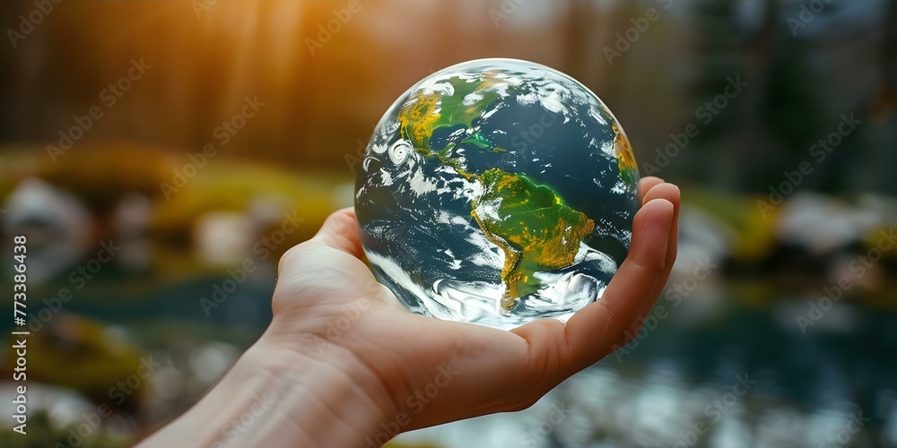 Protecting Earth's Water Resources: Glass Globe in Nature. Concept ...