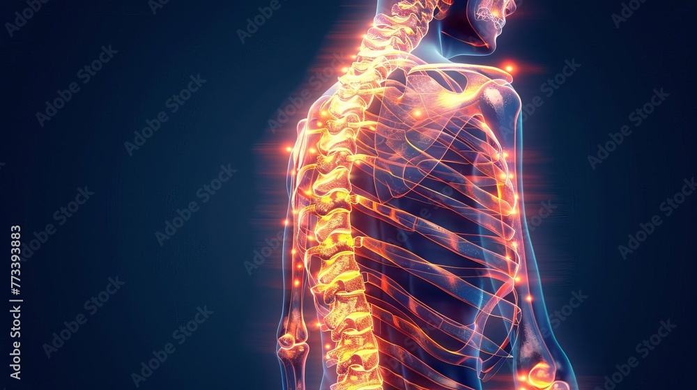 Detailed medical illustration of the human spinal cord and vertebral ...