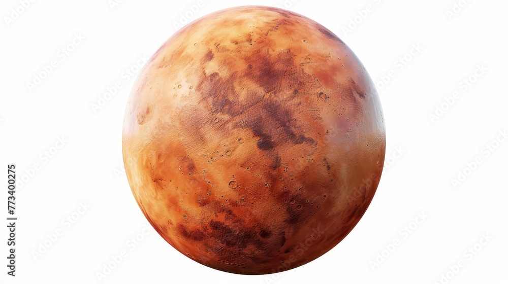 Realistic Mars planet isolated on white background, red rocky surface ...
