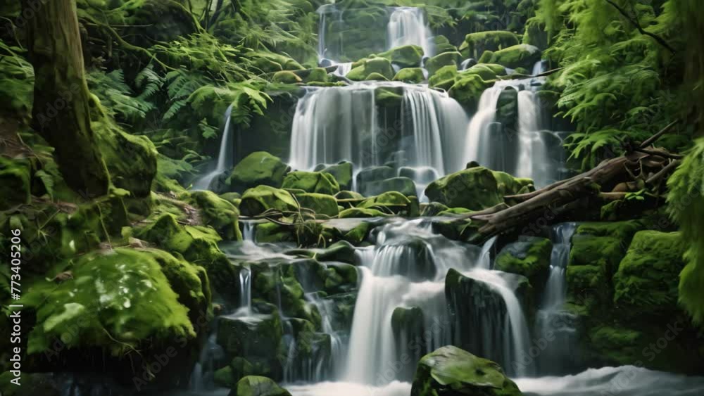 Beautiful waterfall in the forest, long exposure photo with shallow ...