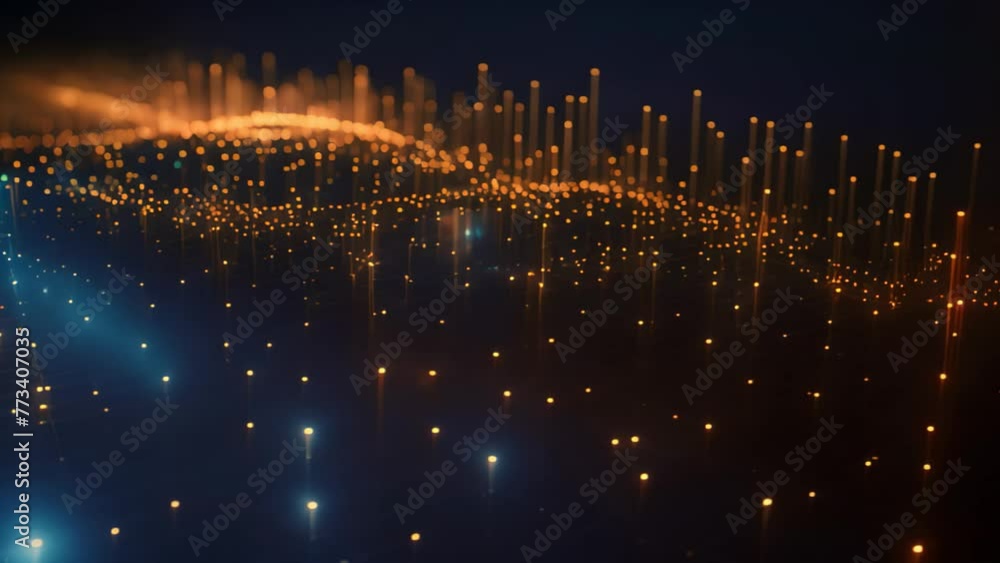 Vidéo Stock 3d illustration of abstract technology background with glowing lines and dots ...