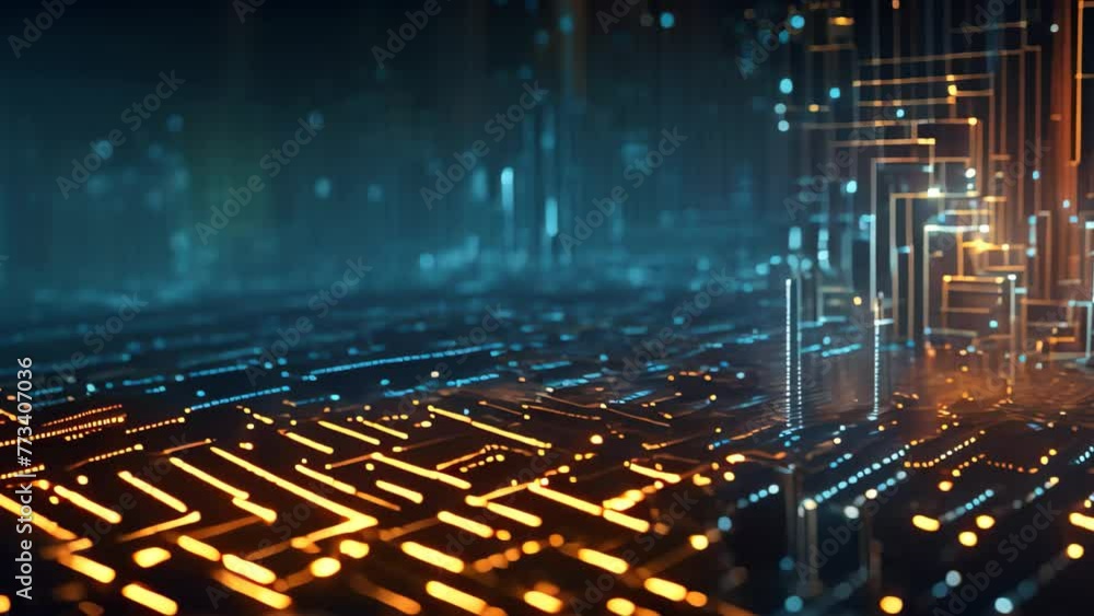Vidéo Stock Abstract technology background with binary code and lines ...