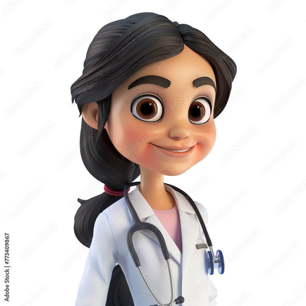 Confident animated female young doctor with stethoscope clipart cut out ...