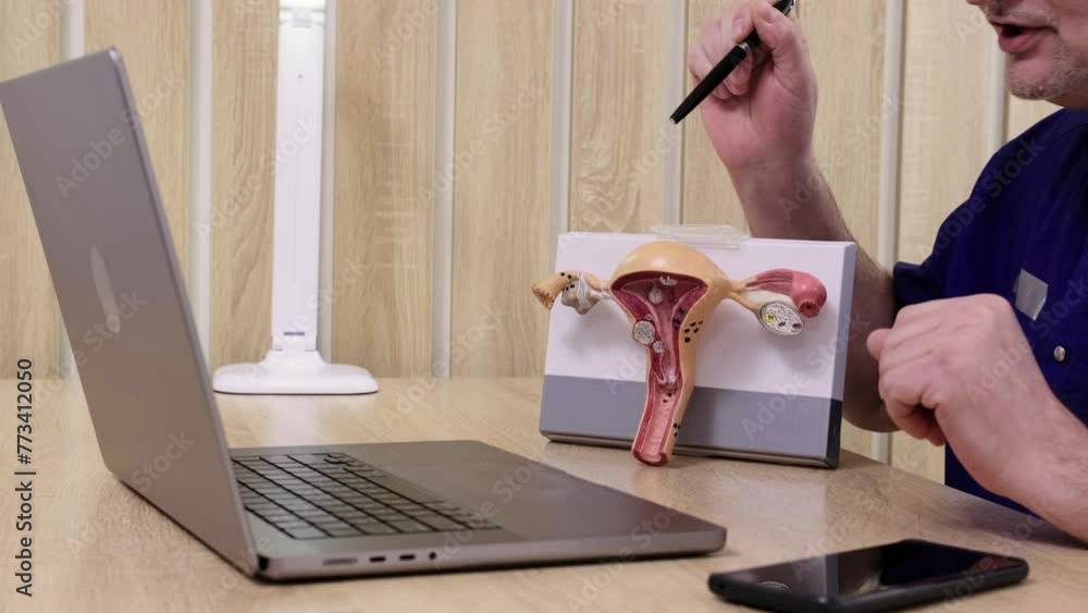 Consultation and examination with a gynecologist. A gynecologist ...