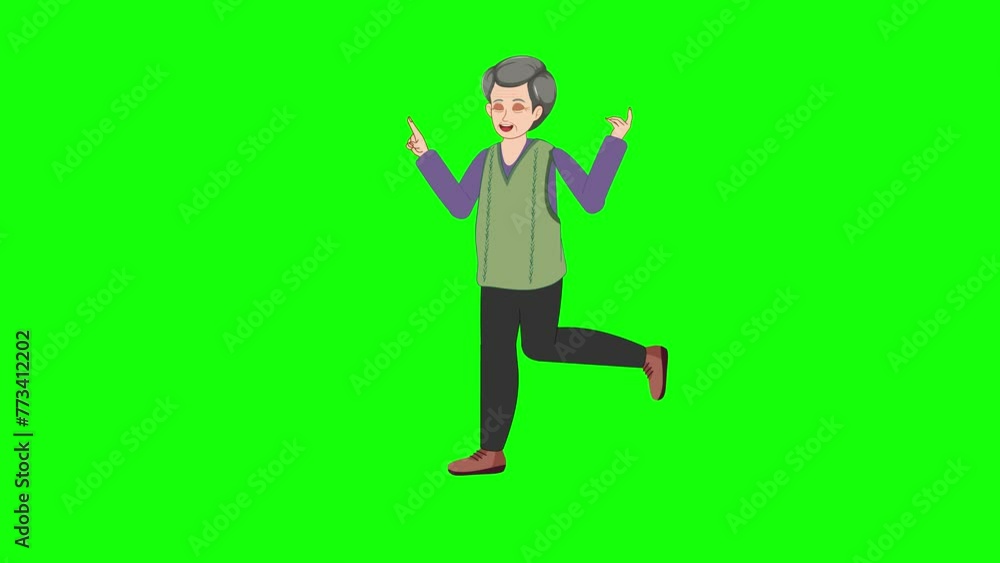 Old man dancing on green screen, dancing movement, old man, dancing ...