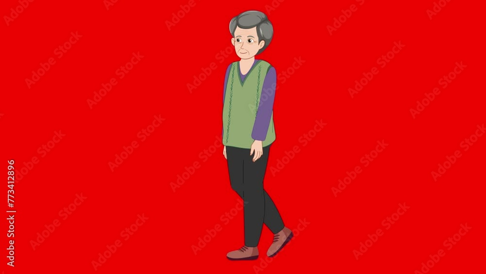 Old man walking on red screen, walk movement, old man, walking, walk ...