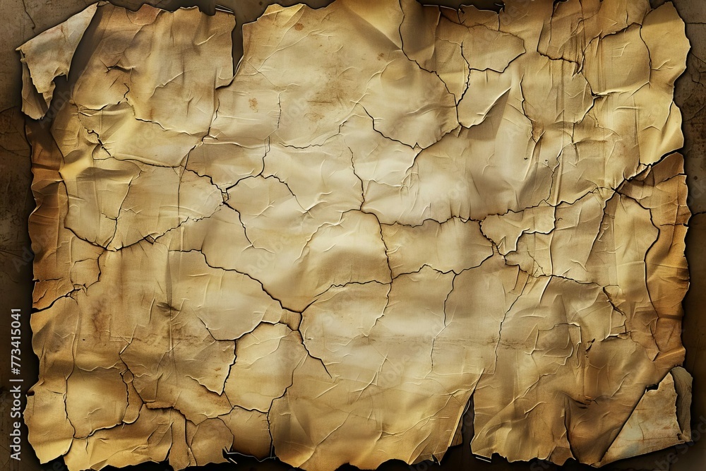 Vintage old parchment paper with cracked edges, aged texture background ...