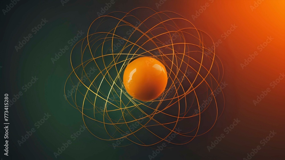 Abstract atomic structure created in orange color. AI Generated. Stock ...