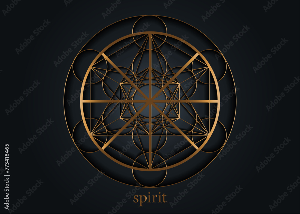 Spirit symbol wicca alchemy icon, Sacred Geometry, Gold Magic logo ...