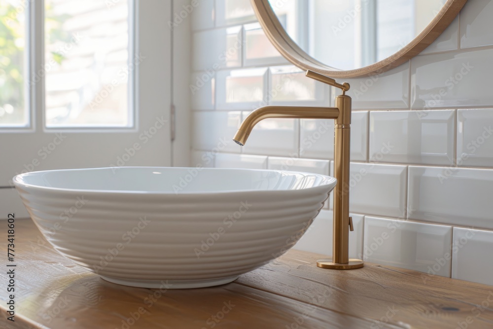 Elegant Bathroom: Modern Interior House Renovation Featuring Brushed ...