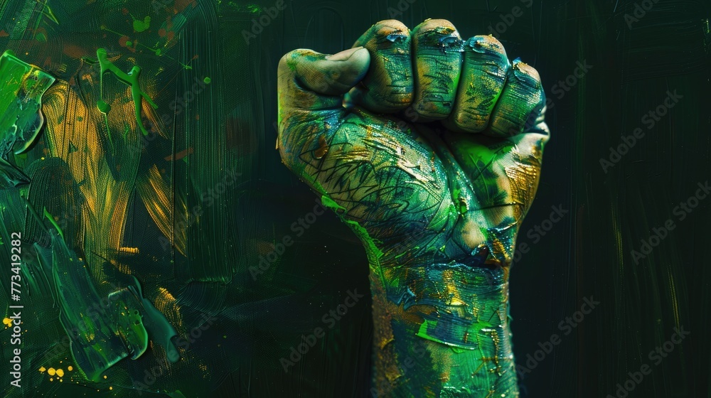 Green Fist of Justice. Abstract Concept of Environmental Equality and ...