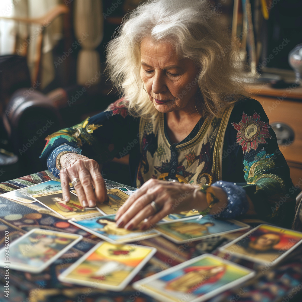 image of a tarot reader's table, deck of tarot cards, prediction of the ...