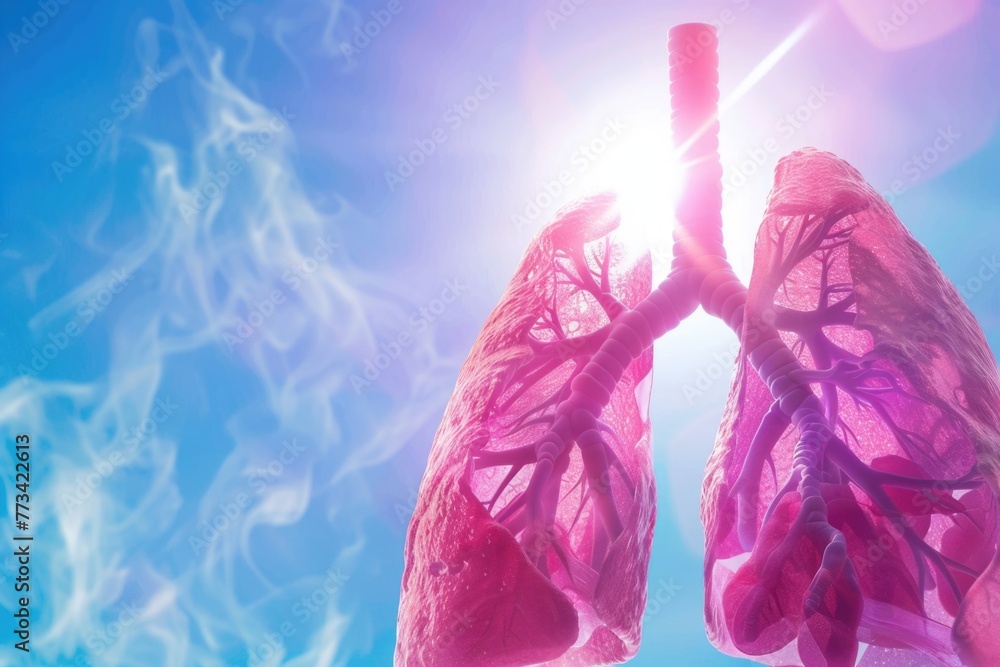 Healthy pink lungs gracefully display their intricate network of ...