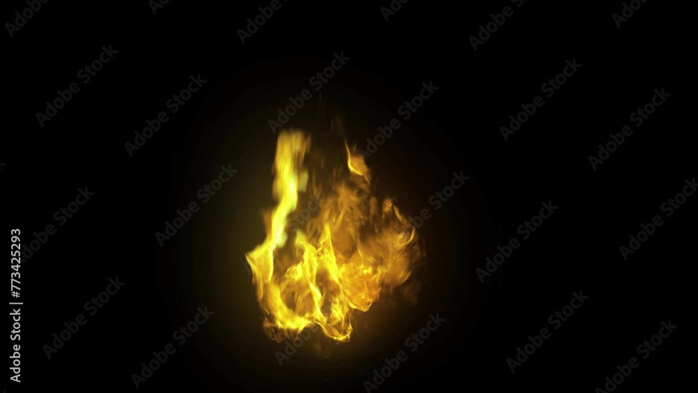Set of Looped Torch Fire, Flame Effects Elemets on Black Background for ...