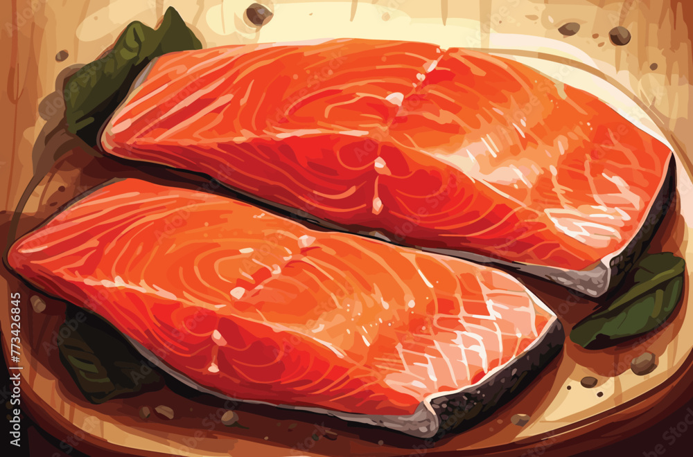 Raw steak of salmon, trout, slice of fresh raw fish isolated on white ...