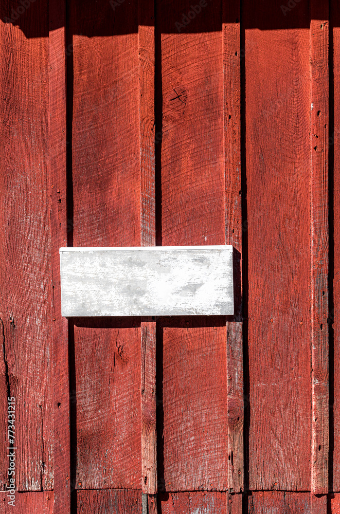 Exterior vintage red barn wood texture with empty white panel Stock ...