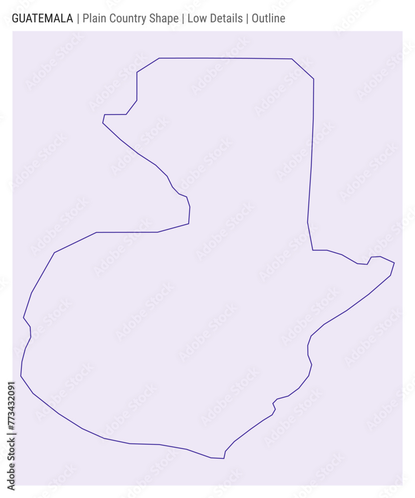 Guatemala plain country map. Low Details. Outline style. Shape of ...