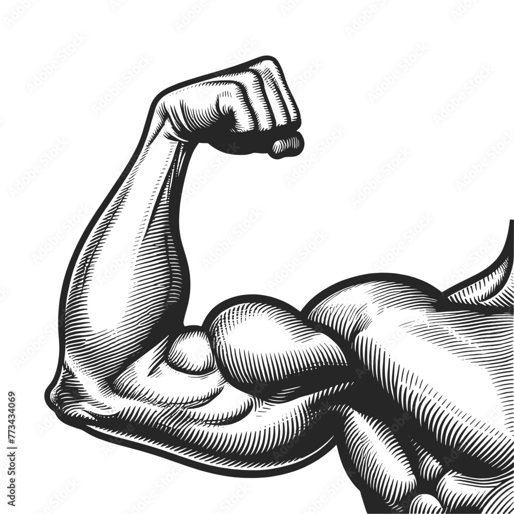 Strongman hand arm flexed bicep muscle symbolizing strength and power ...