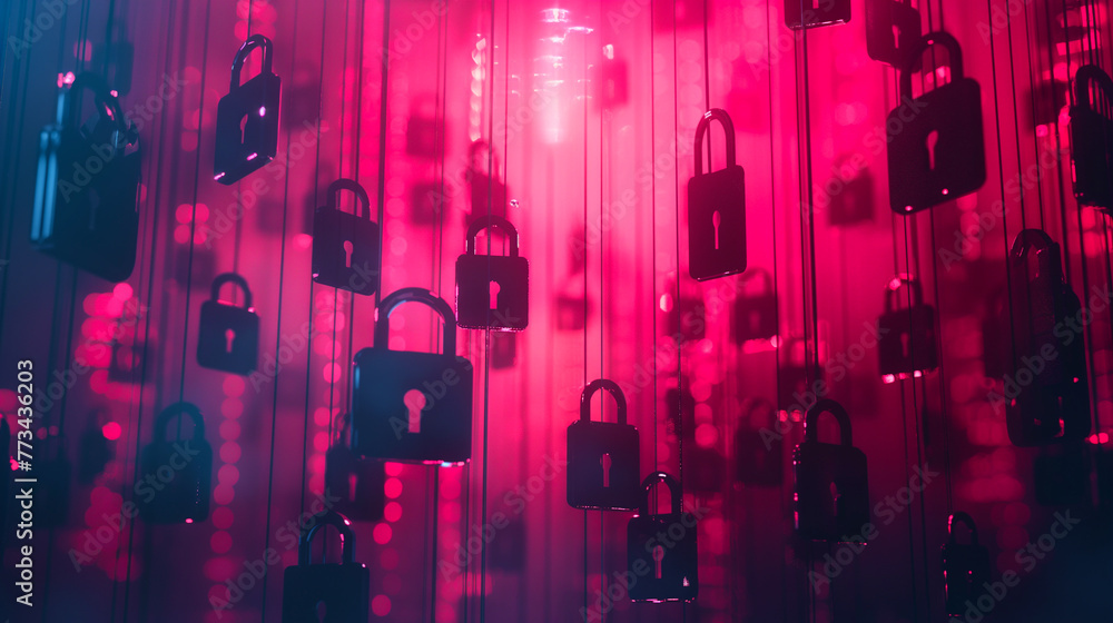 Cybersecurity Concept with Padlocks and Digital Interface. A visual ...