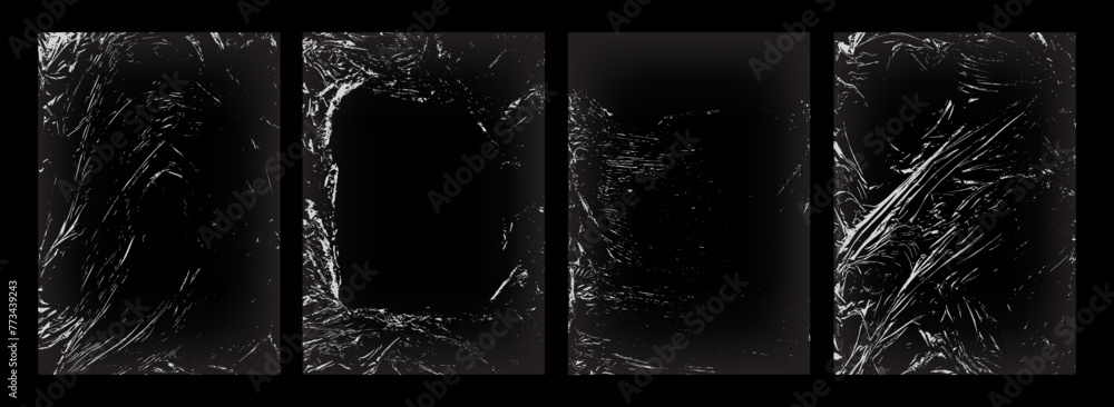 Set of polyethylene texture. Torn effect. Transparent stretched cling ...