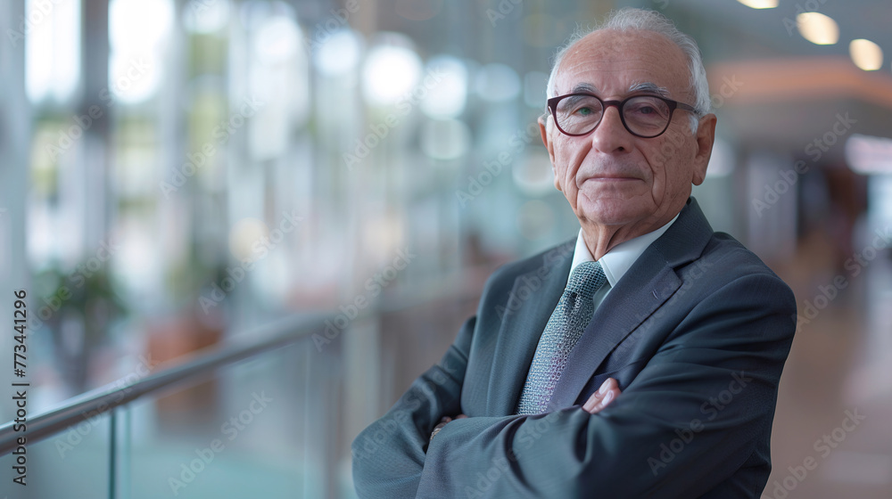 Handsome old age man with business suit looking in the camera. Smart ...