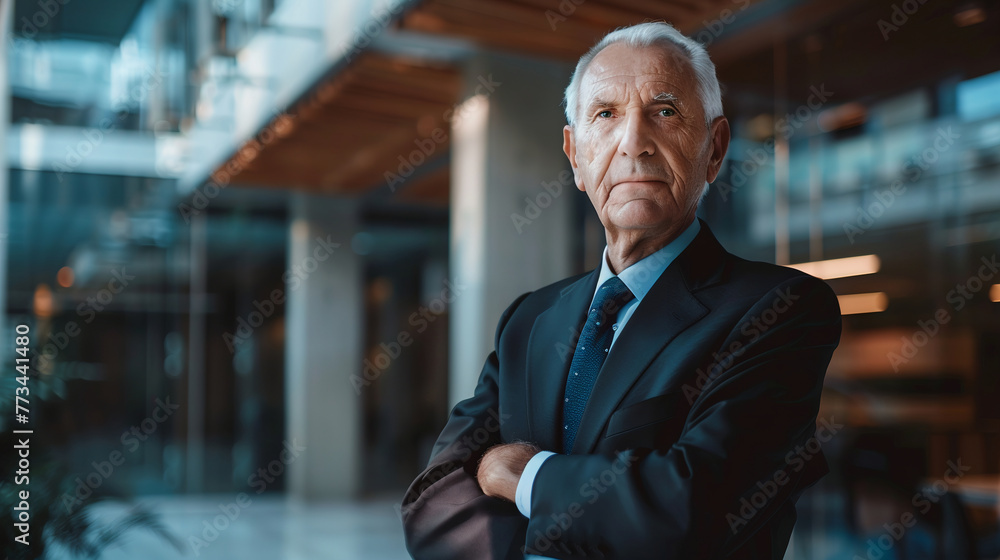 Handsome old age man with business suit looking in the camera. Smart ...