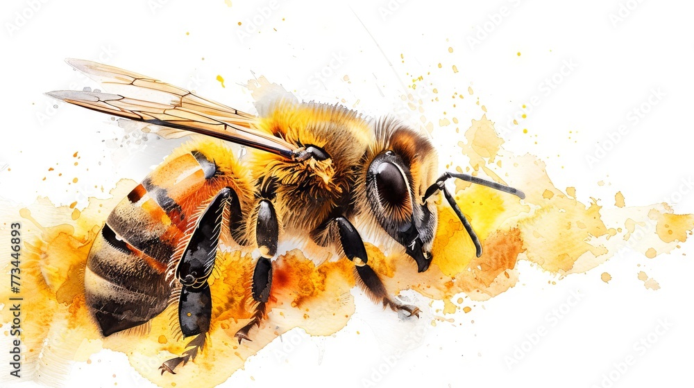 Colorful bumblebee in watercolor style. Dynamic and artistic insect bee ...