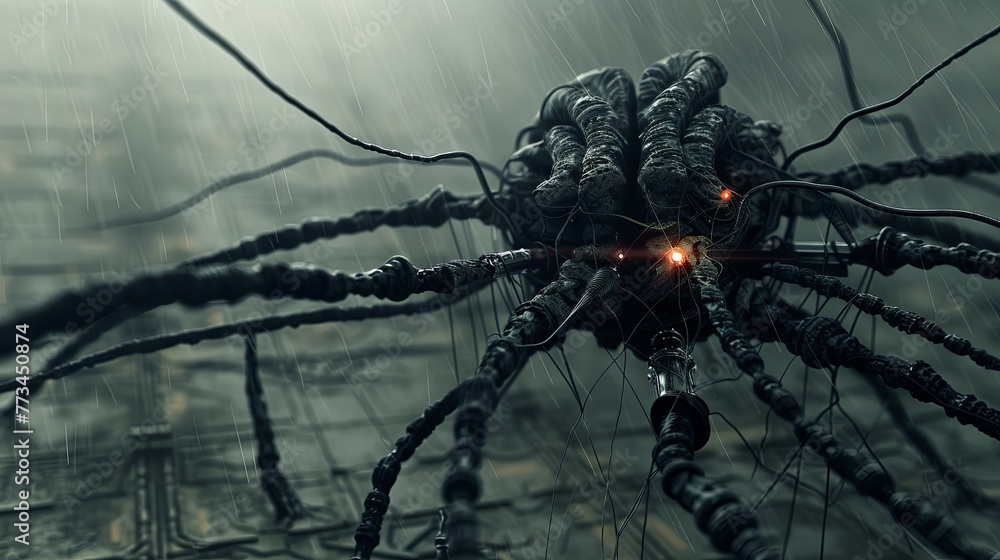 A sci-fi network of cells and futuristic alien bubbles. Neural ...