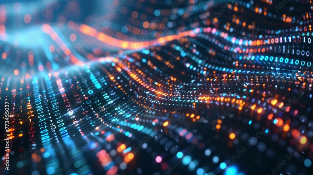 A visual representation of terabytes of binary code data flowing in a ... A visual representation of terabytes of binary code data flowing in a ...
