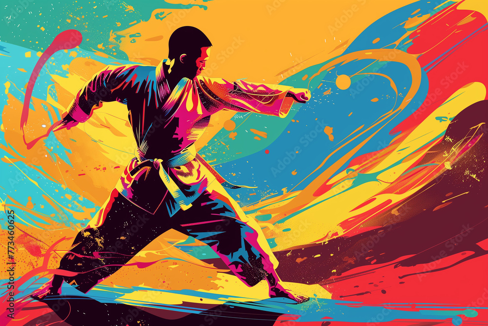 Modern mix martial art colorful illustration design, MMA digital ...