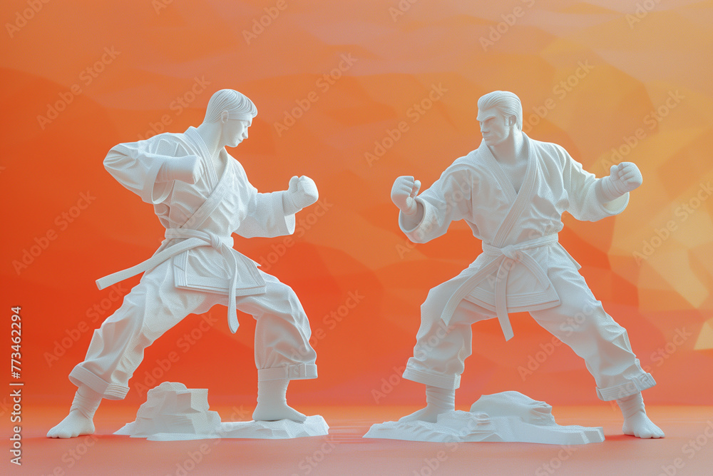 Mix martial art 3D statue design, 2 person boxing ornament figure ...