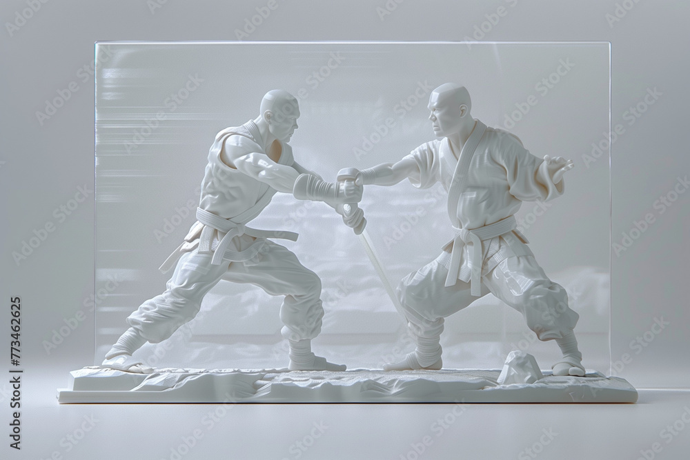 Mix martial art 3D statue design, Two person boxing ornament figure ...