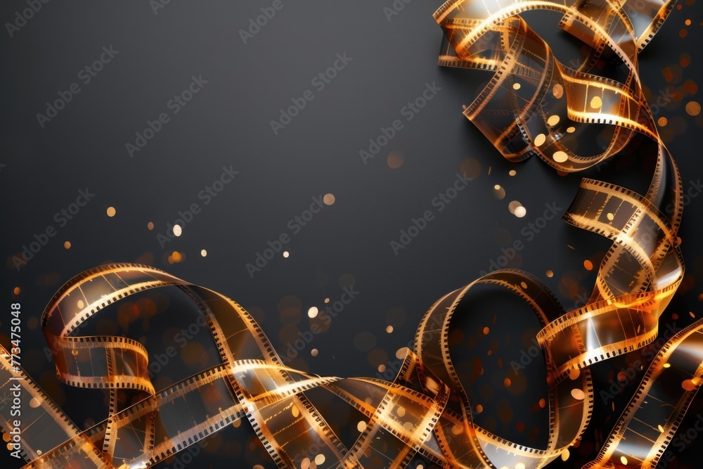 Gold film strip on black background, suitable for film industry ...