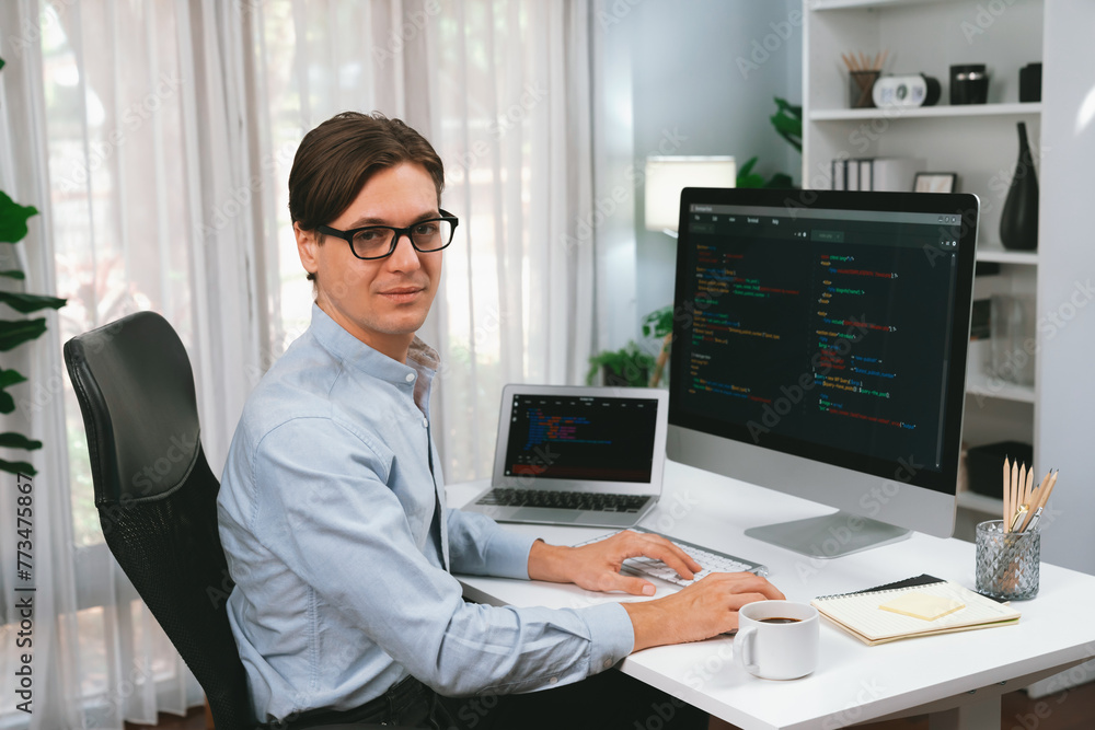 IT developer looking camera with online software development ...