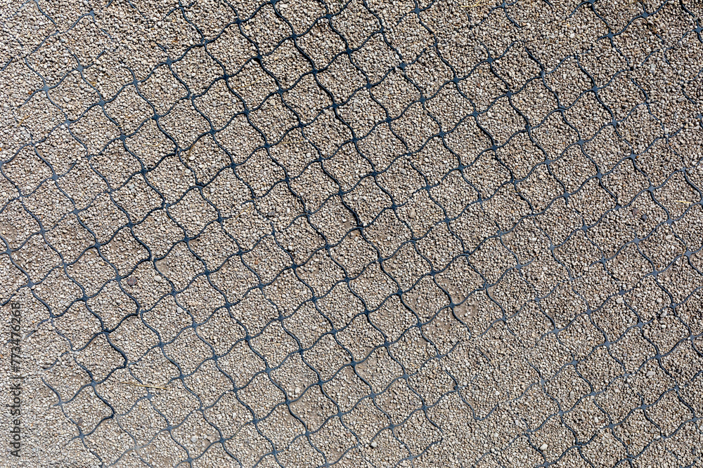Geogrid used at base of new pedestrian road, road construction ...