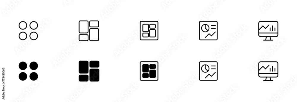 Dashboard Vector Icon set, Dashboard Icons collection, Layout corners ...