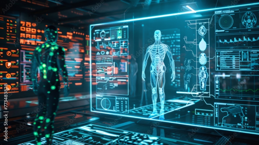 Futuristic Medical Analysis Interface - A high-tech medical holographic ...