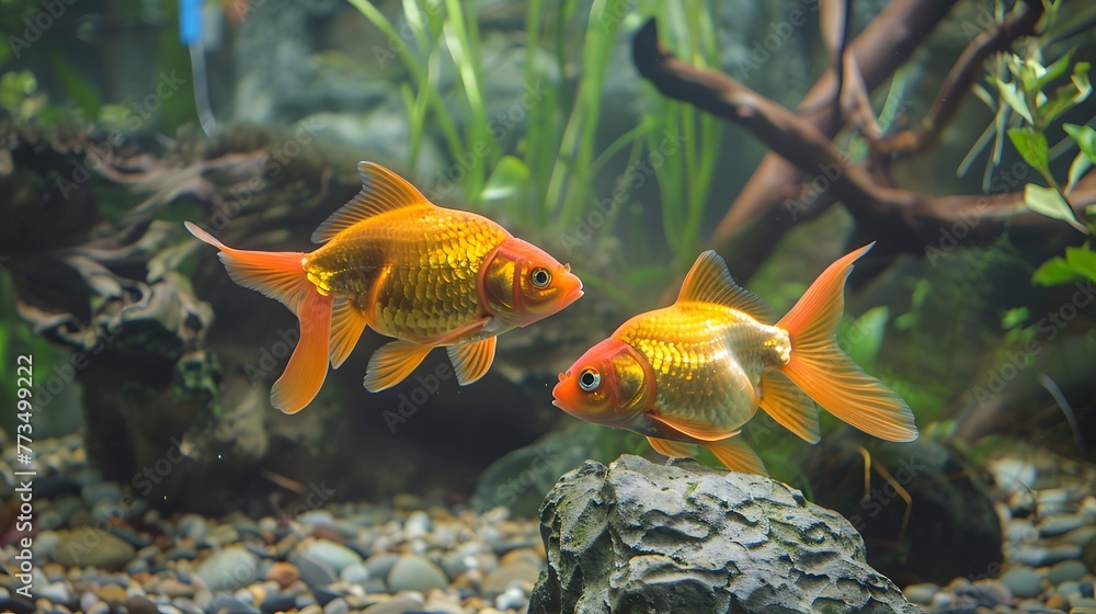 Carassius auratus auratus - gold fish - aquarium fish Stock Photo ...
