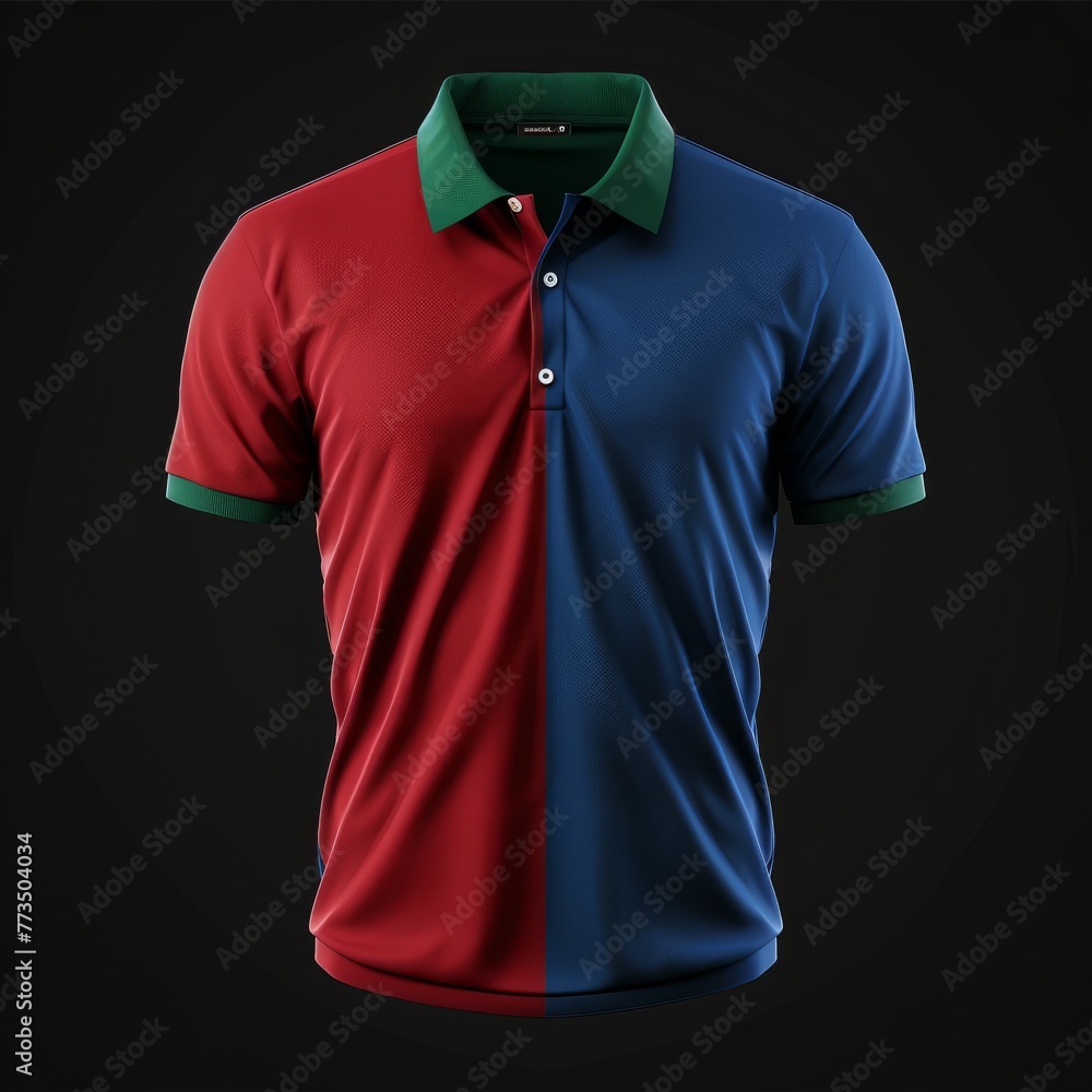 Blank blue, red and green man polo-shirt mockup, looped rotation. Empty ...
